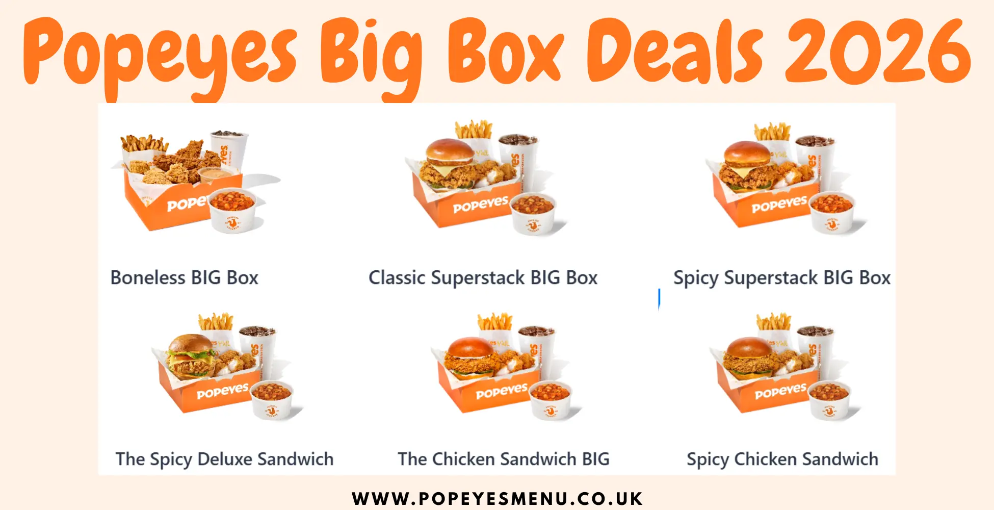 Popeyes Big Box Deals 2026 | Prices, Calories & Full Guide